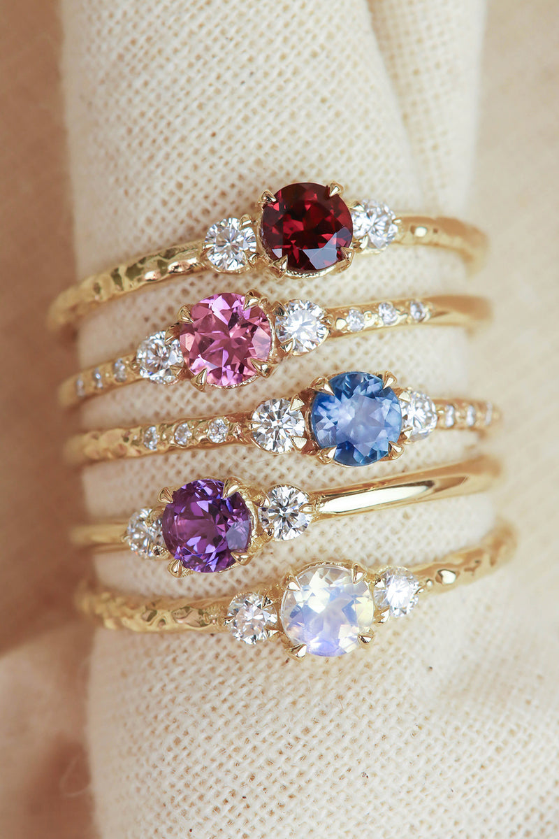 Create Your Own Three Stone Colored Gemstone Ring in 10k Solid Gold ...