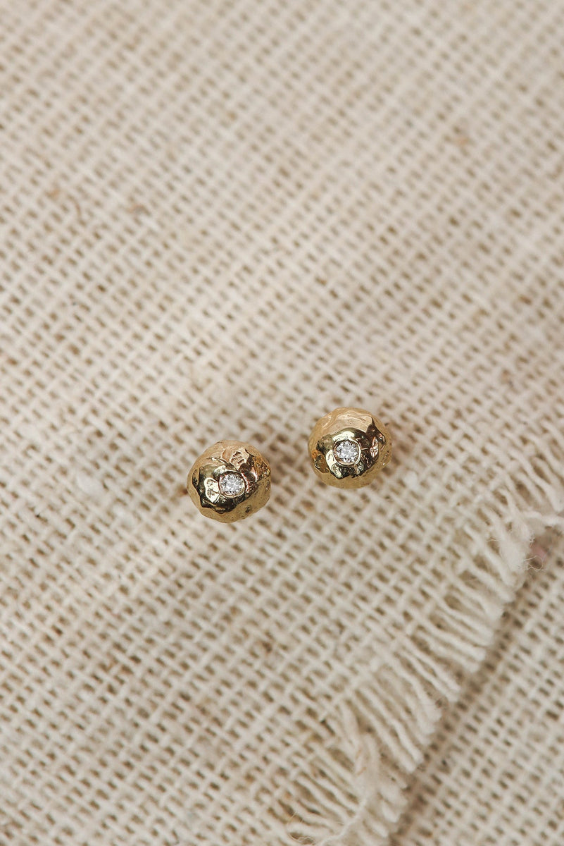 Solid Gold Diamond Pebble Earrings – Lacee Alexandra