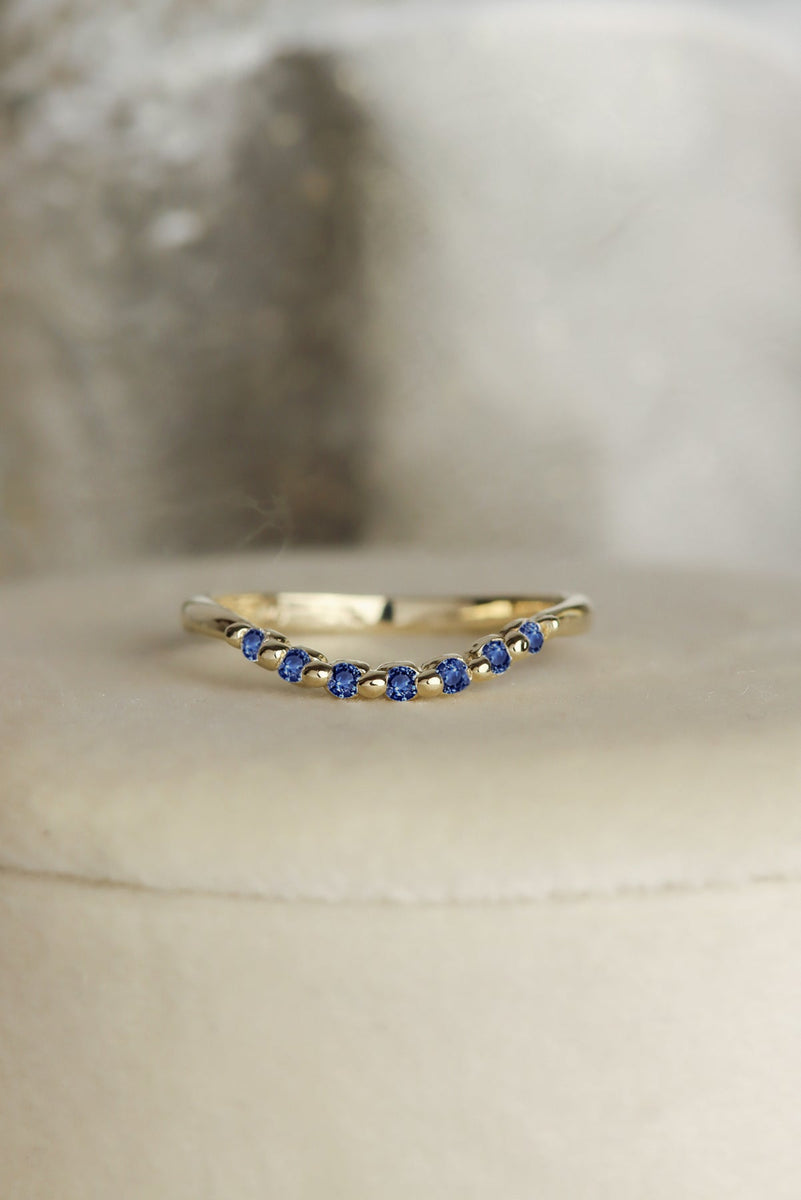 Solid Gold Timeless Blue Sapphire Contour Ring – Lacee Alexandra